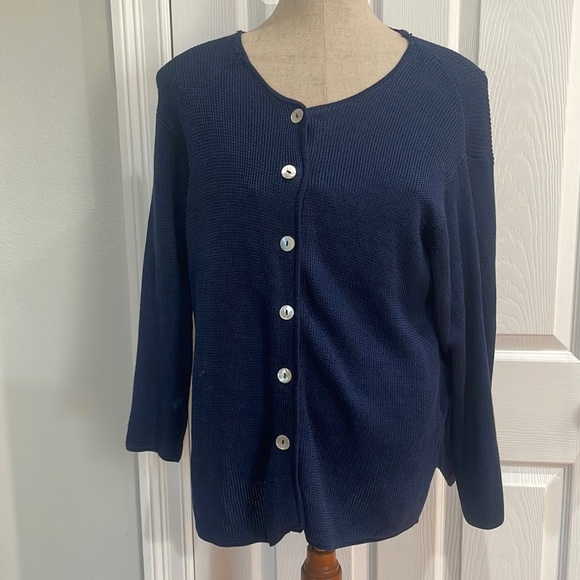 Talbots | Sweaters | Talbots Petites Cardigan Sweater Navy Blue Cotton ...
